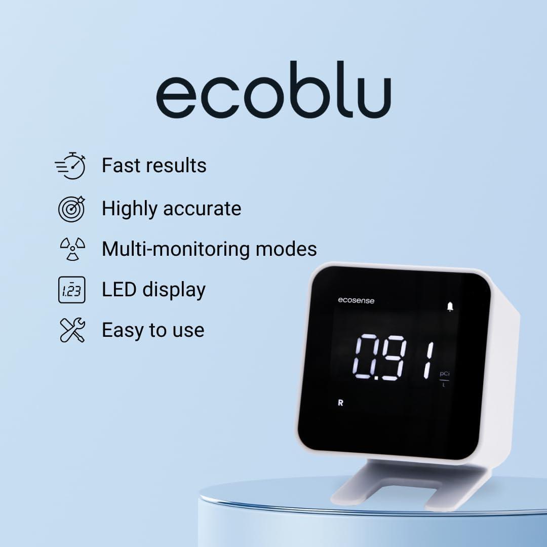 Ecosense EB100 Ecoblu Home Radon Detector - Continuous Monitoring Easy ...