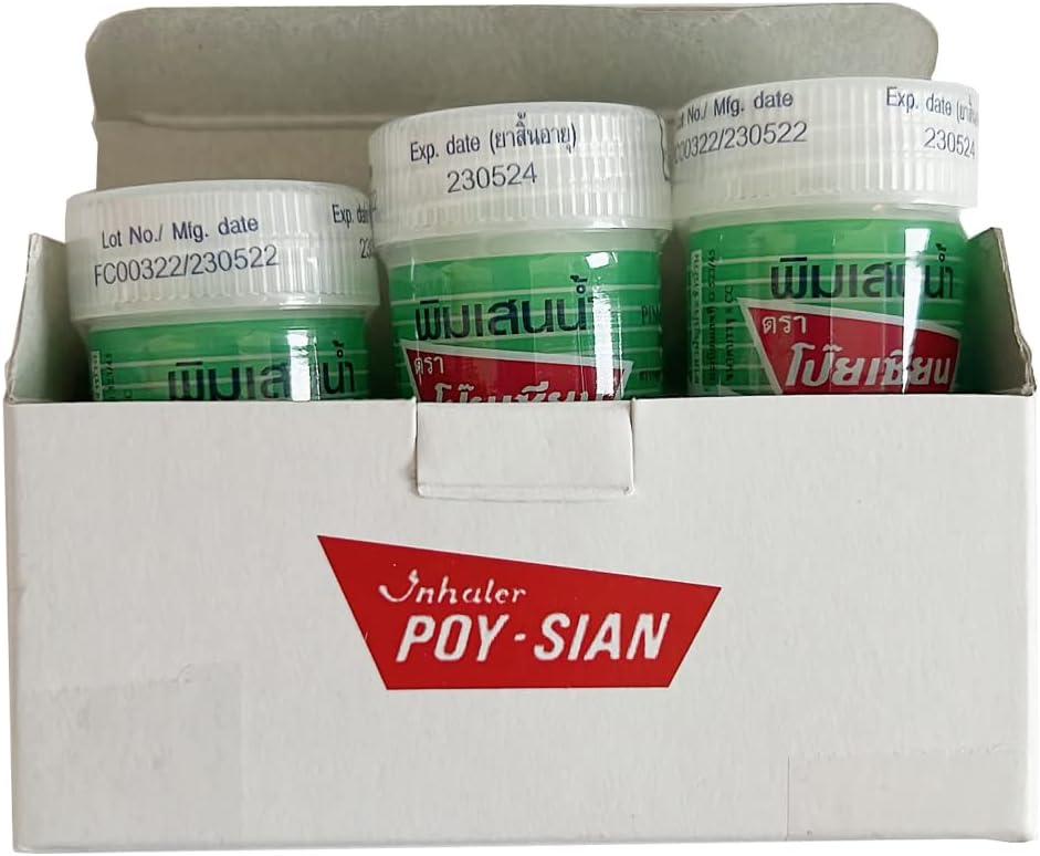 POY-SIAN Thai Pim-Saen Cotton Nasal Inhaler 8 ml (Pack of 3)