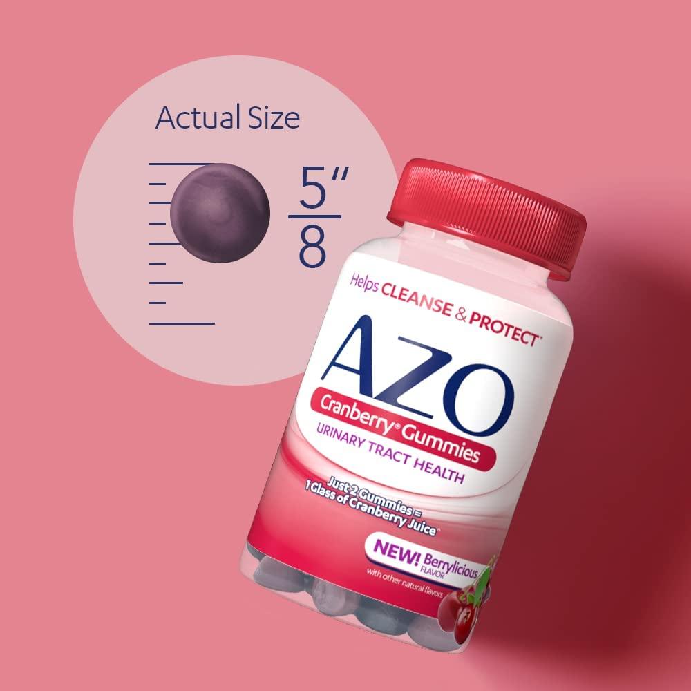 AZO Cranberry Urinary Tract Health Gummies - 40 Count, Glass Cranberry Juice, Natural Mixed ...