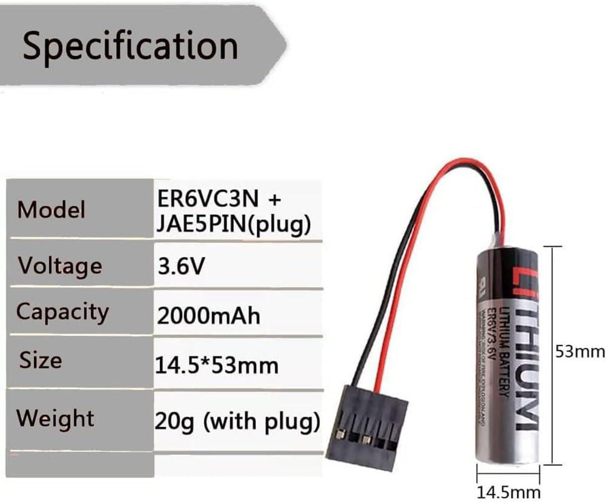 Buy Pack of 12 ER6V 3.6V 2000mAh Batteries with JAE5PIN Plug for ...