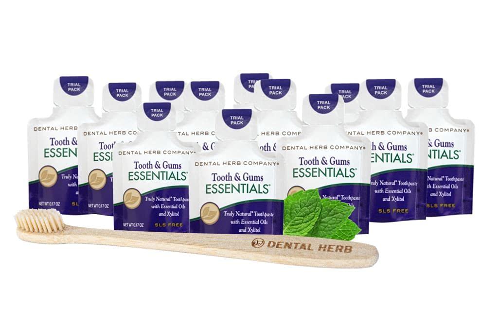 Dental Herb Company Essentials Toothpaste Traveler 12 Pack with Bamboo ...