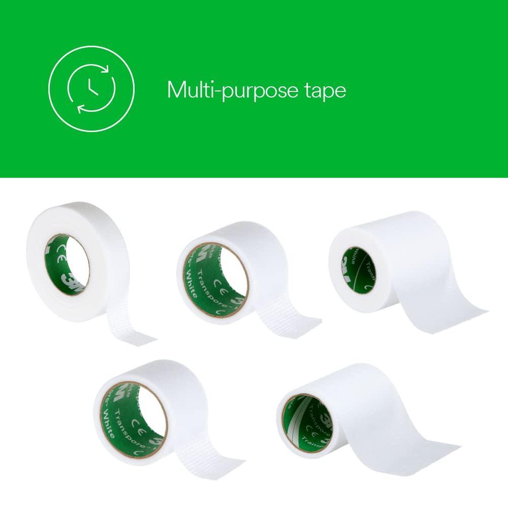 3M Transpore White Surgical Tape 1534-1, 1 x 10 yd, 12 Rolls/Carton, 10 ...