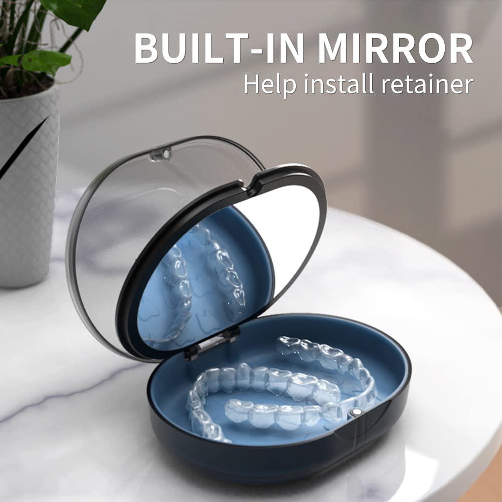 Double-layer Retainer Storage Case with Belt & Cleaning Tools - Blue ...