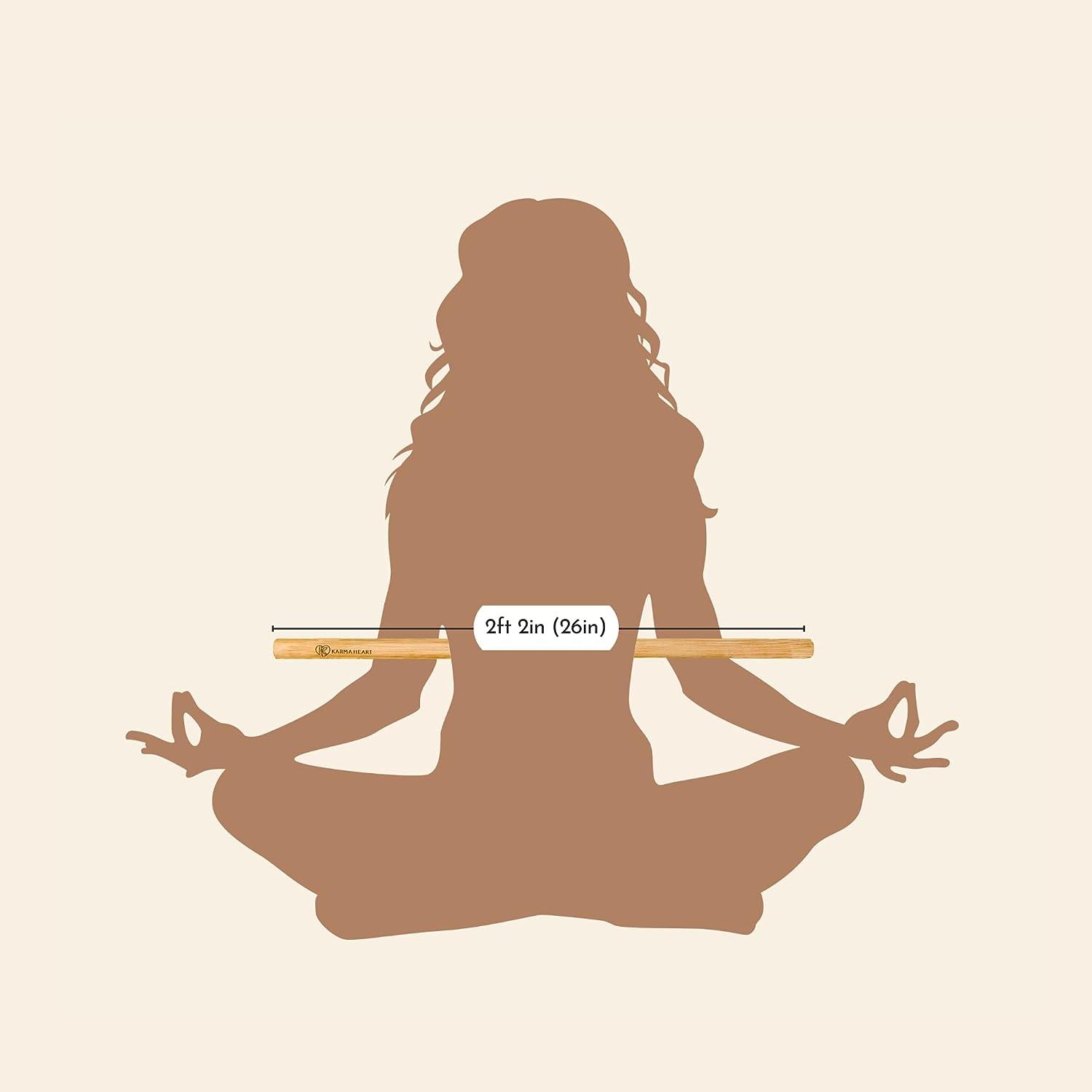 Karma Heart Pranayama Yoga Stick (2ft 2in) - Natural Bamboo Stretch Bar ...