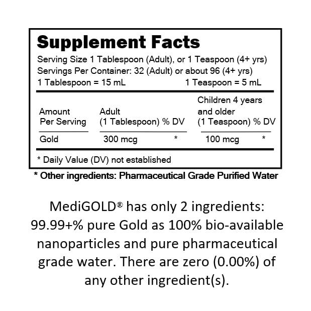 MediGOLD True Colloidal Gold Dietary Supplement - 500mL (16.9 Fl Oz ...