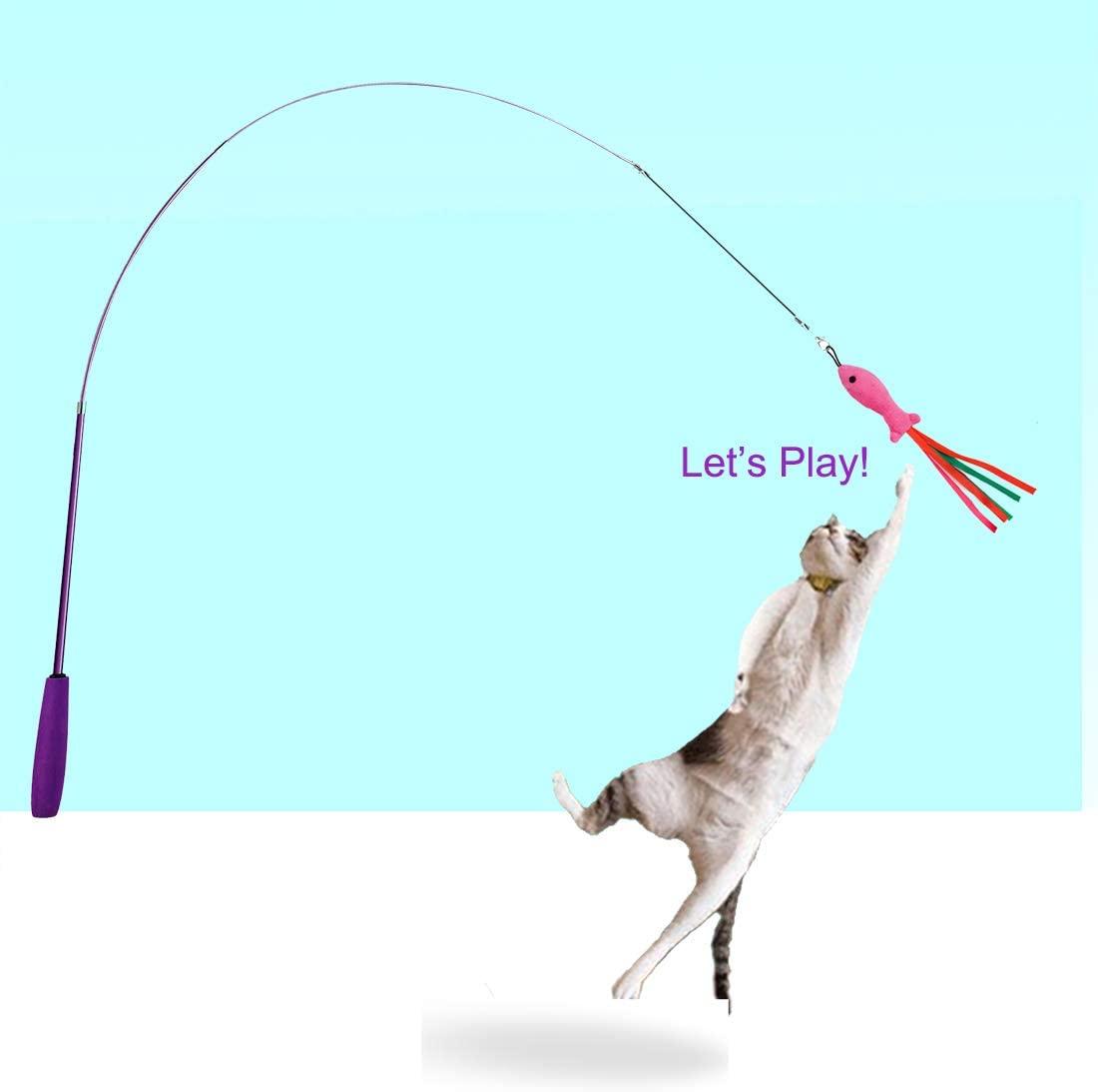 5Pcs Catnip Toy Set - Interactive Pink Fish & Feather Teaser for ...
