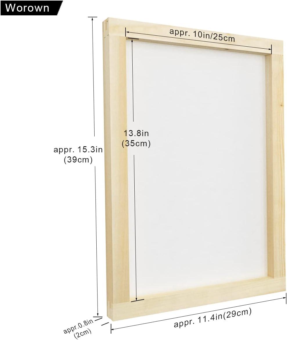 Worown 10x14 Inch Wooden Silk Screen Printing Frame with 110 White Mesh ...