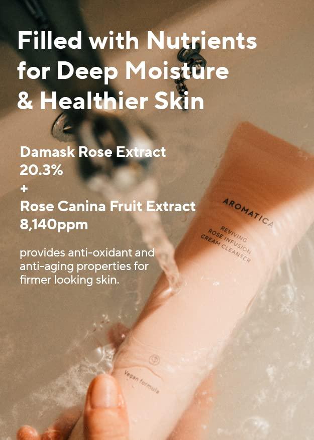 AROMATICA Rose Infusion Cream Cleanser 5.11oz | Vegan Hydrating Foaming ...