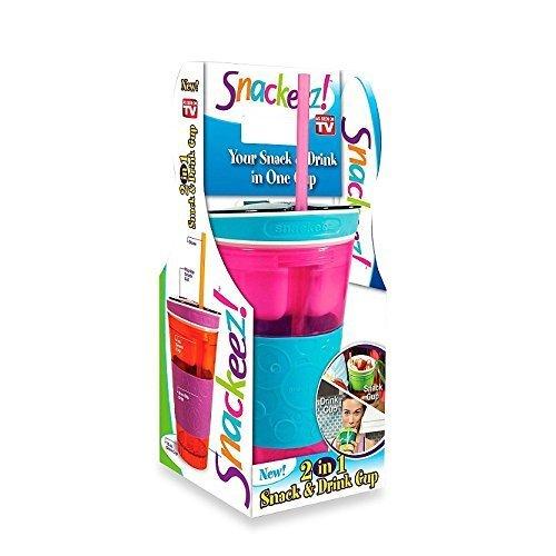 Snackeez Travel Cup 16oz - Pink/Blue | Snack and Drink Container | Buy ...