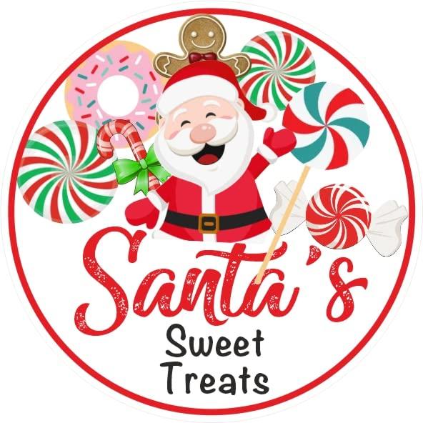 Santa's Sweet Treats Christmas Stickers Labels Seals Baking Cones Kids ...