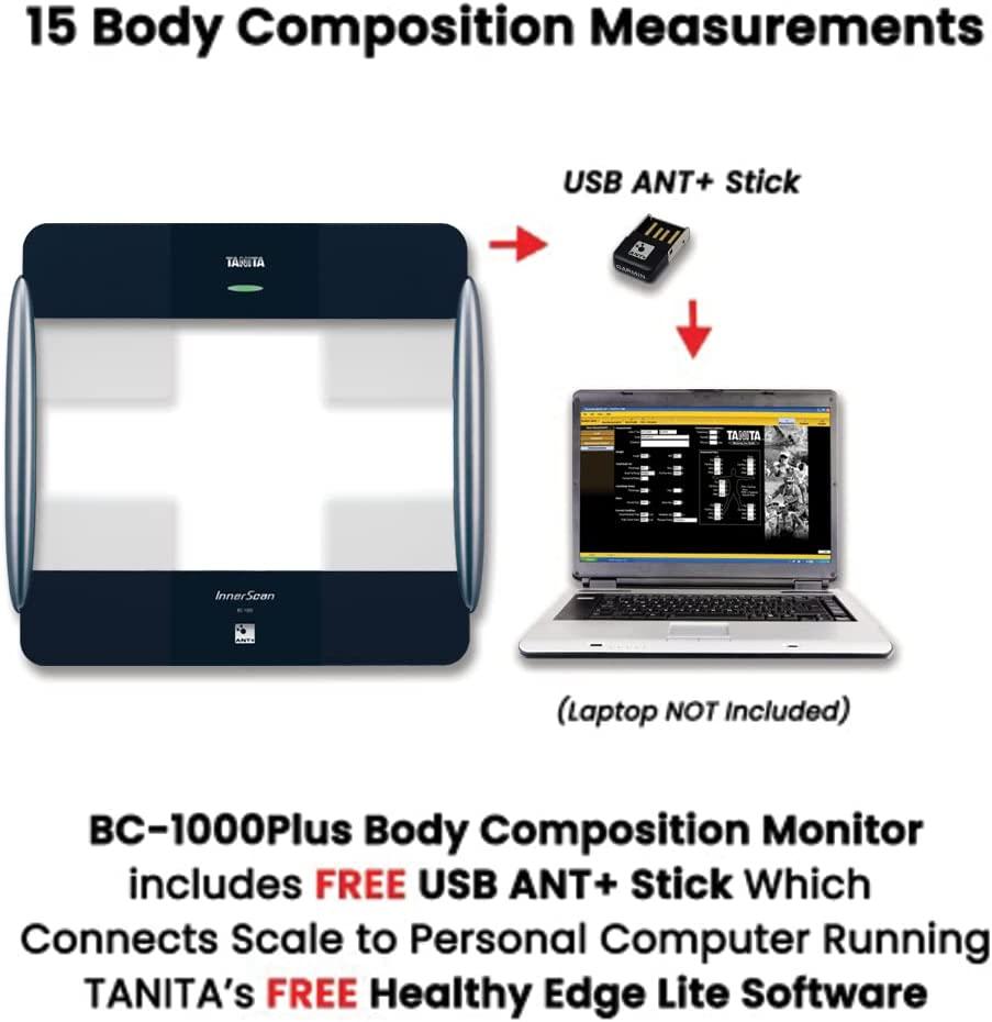 TANITA BC-1000 Plus FDA Cleared Black ANT Radio Wireless Body ...