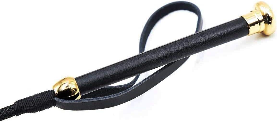 18" Real Riding Crop Gold Handle with Genuine Leather Bull Top ...
