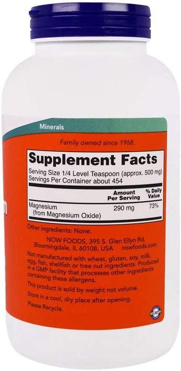 Now Foods Magnesium Oxide Powder 8 oz - Pure Magnesium Supplement for ...