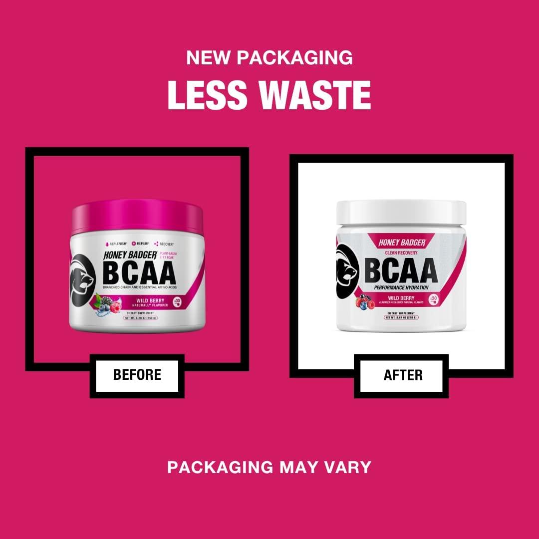 Honey Badger BCAA Amino Acids Powder - Vegan Keto Wild Berry BCAAs ...