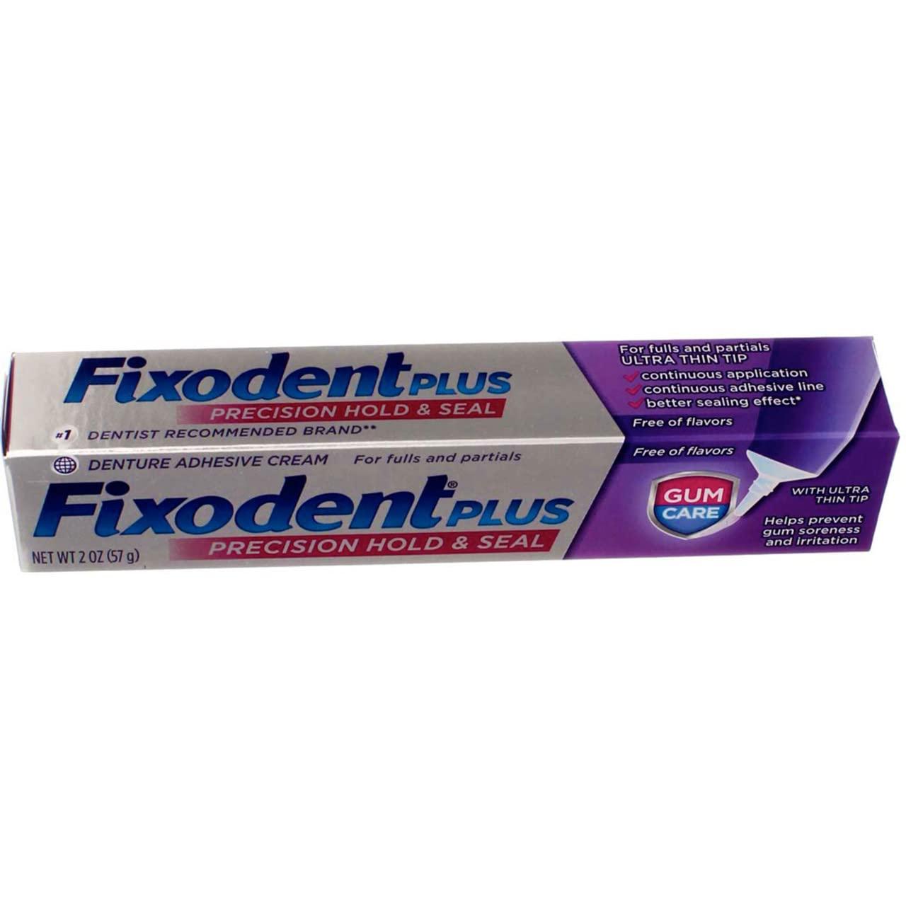 Fixodent Plus Denture Adhesive Cream 2 Oz for Gum Care | Strong Hold ...