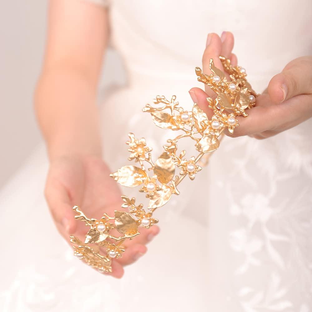 JWICOS Gold Tiara Crown for Women - Bridal Wedding & Prom Princess ...