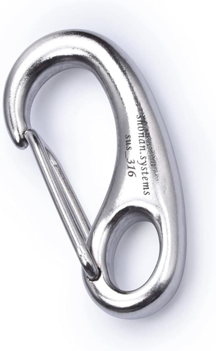SHONAN 2 Carabiner Clips 4 Pack - Stainless Steel 316 Marine Clips for ...