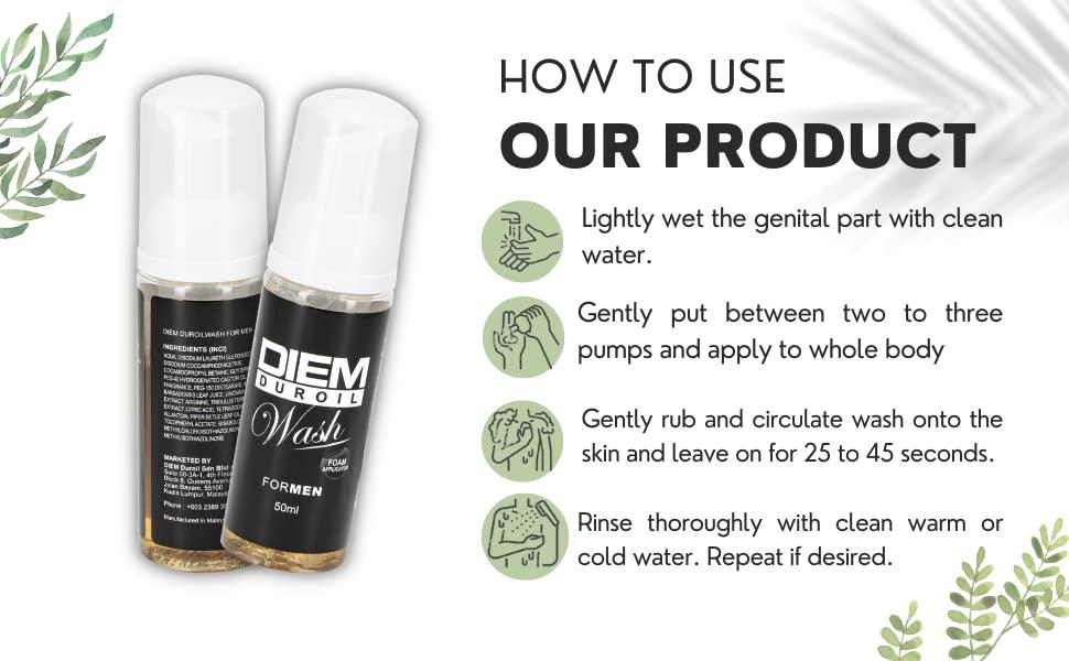 DIEM Duroil Intimate & Male Genital Wash - 50ml | Gentle Cleansing for ...