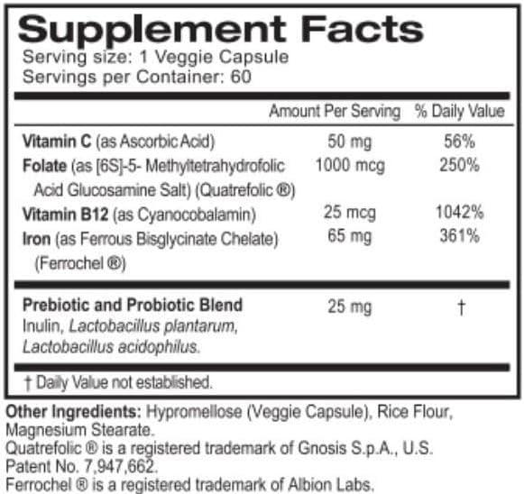 Vitabex Iron Supplement with B12, Folic Acid, Vitamin C & Probiotics ...