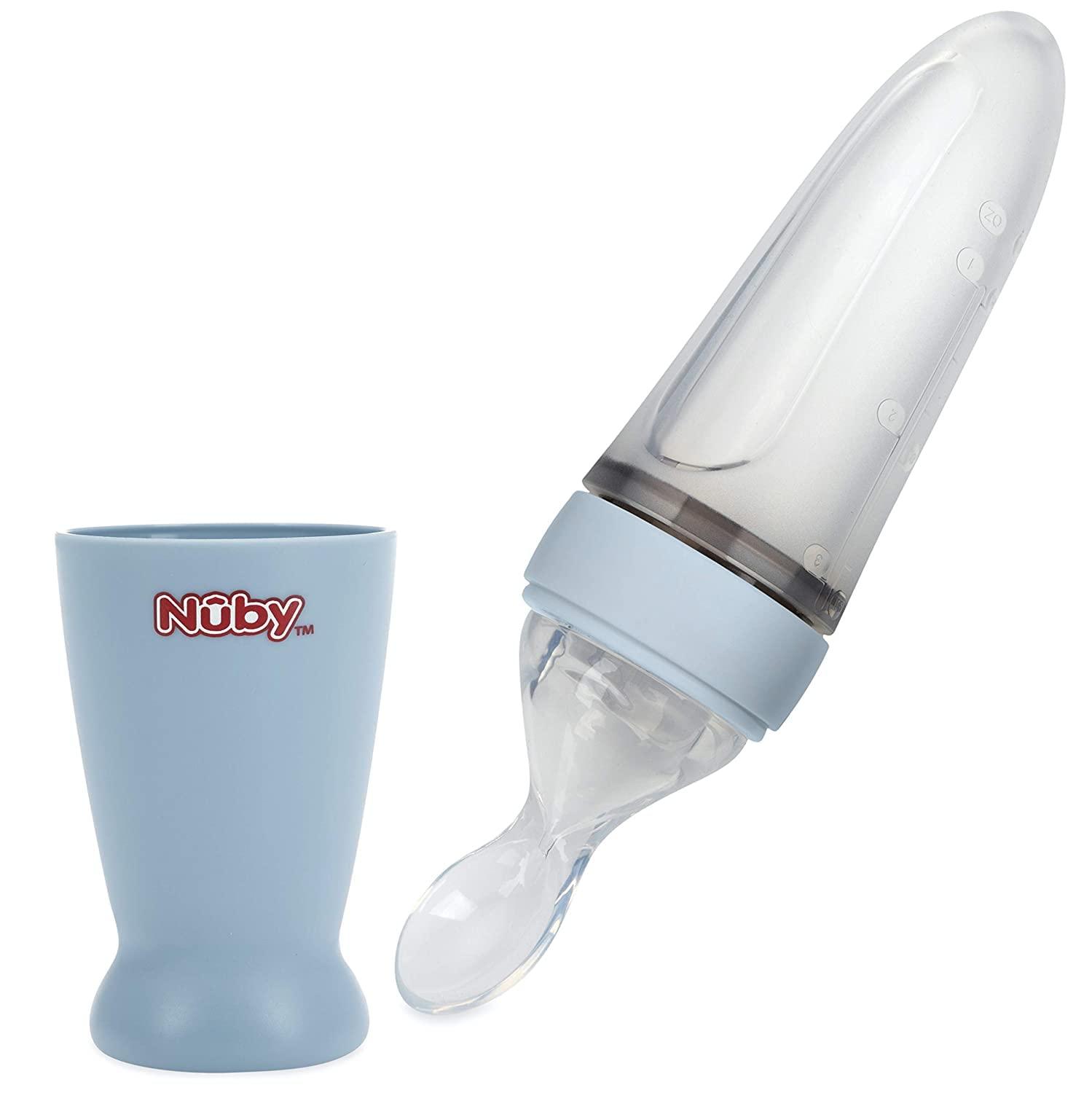 Nuby Silicone Food Dispensing Squeeze Feeder with Cover & Stand - Blue | Buy Now with Express ...