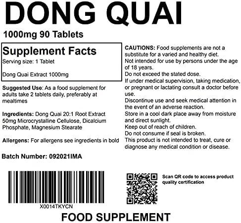Dong Quai 1000mg 90 Tablets - UK Made | Pharmaceutical Grade | Buy Now ...