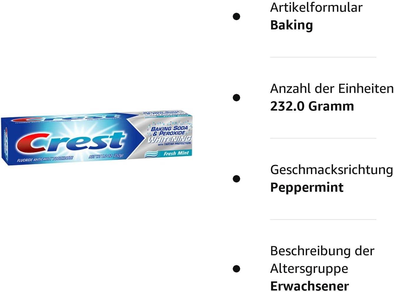 Crest Toothpaste 232g with Baking Soda & Peroxide - Fresh Mint Flavor ...