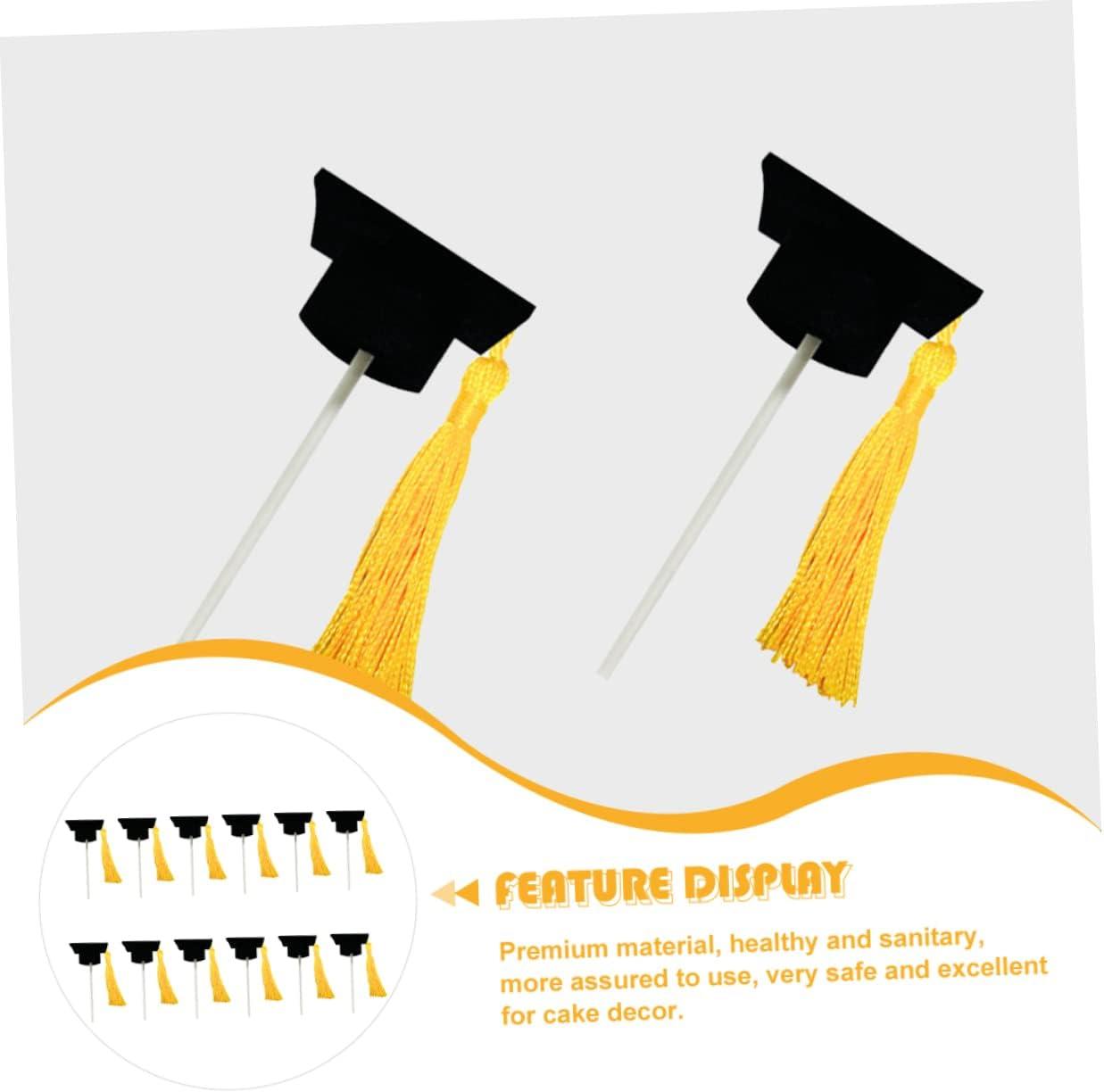 CHILDWEET 12pcs Graduation Season Card Graduation Caps Cupcake Topper ...