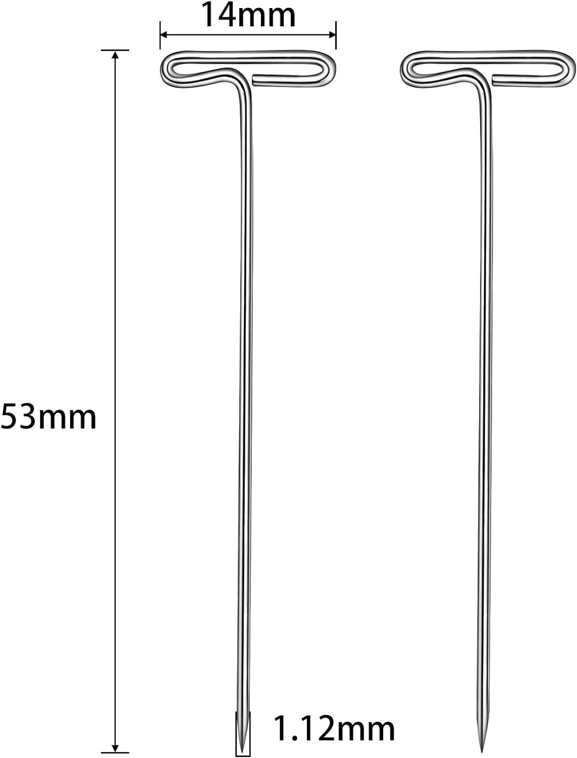 100 Pack 2 Inch Wig T-Pins with Plastic Box - Silver Steel T-Pins for ...