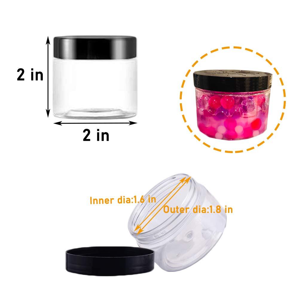 20 Pack 2 oz Clear Slime Containers with Black Lids - Refillable ...