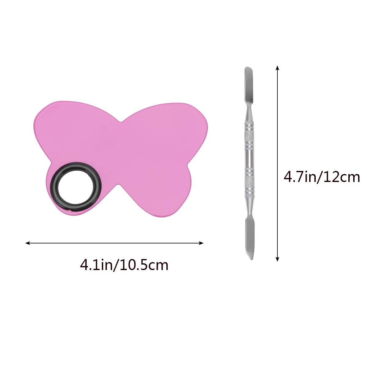 LEORX Butterfly Stainless Steel Makeup Plate with Spatula Tool - Pink ...
