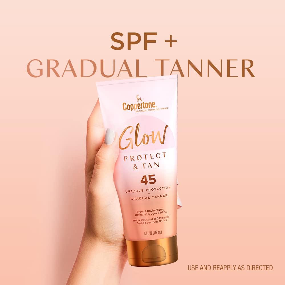 Coppertone Glow Protect and Tan Sunscreen Lotion with Gradual Self ...
