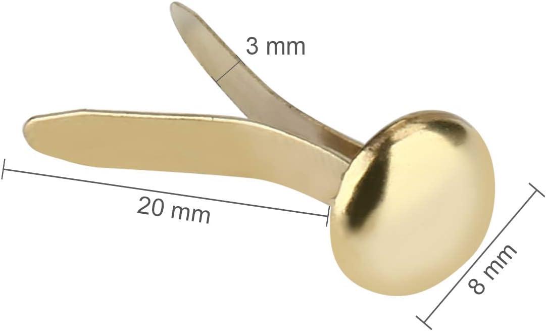 100 PCS Mini Brads Brass Fasteners 20 x 8mm Brass Metal Paper Fasteners for Craft & Scrapbooking ...