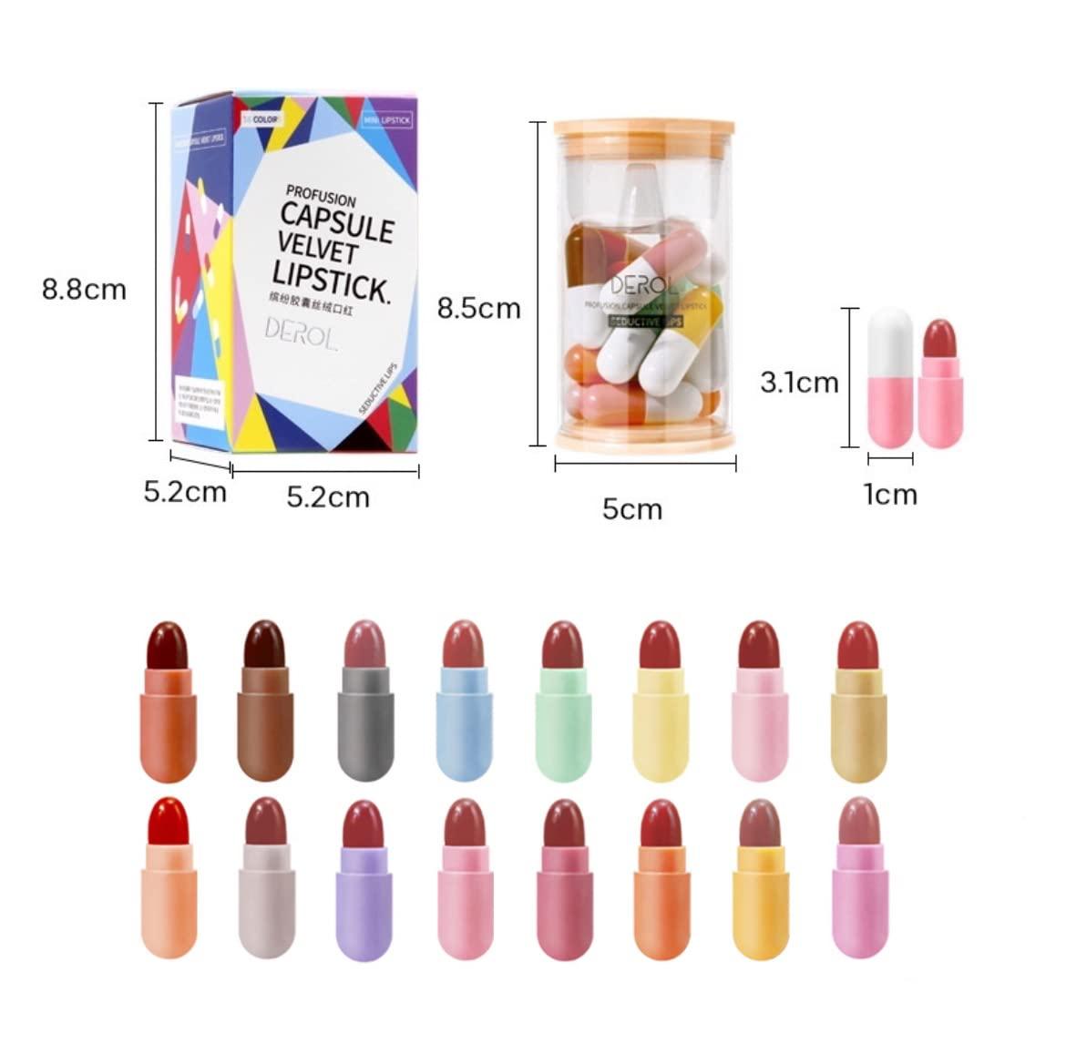 Portable Mini Pill Lipstick Set - 16 Long Lasting Matte Capsules in ...