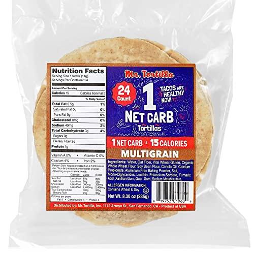 Mr. Tortilla 1 Net Carb Tortillas Keto Vegan Kosher Multigrain (24 ...