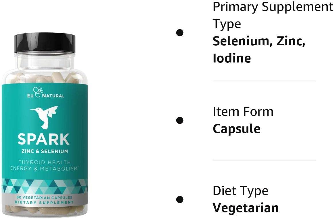 Eu Natural Spark Thyroid Support & Energy - Zinc & Selenium 60 Capsules ...