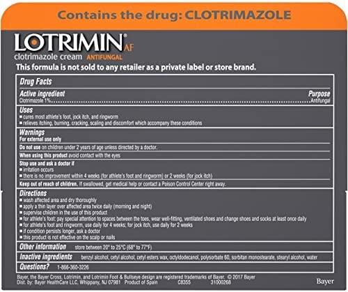 Lotrimin AF Cream 1% Clotrimazole Antifungal Treatment 1.1oz - Pack of ...