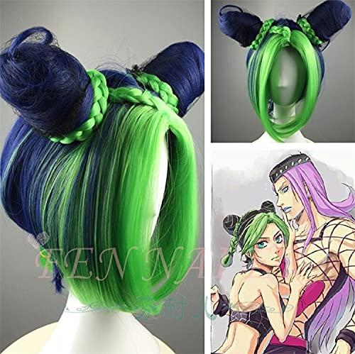 Shop JoJo's Bizarre Adventure Kujo Jolyne Cosplay Wig - Green Buns ...