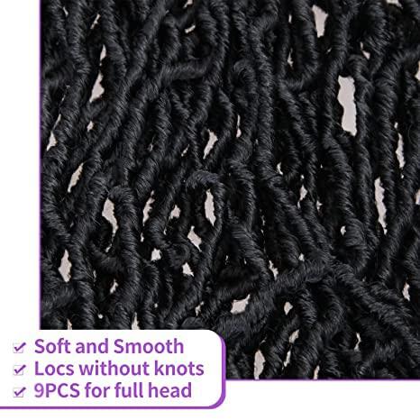9 Packs Nu Locs Crochet Hair Braids 24 Pre-looped Goddess Locs Curly ...
