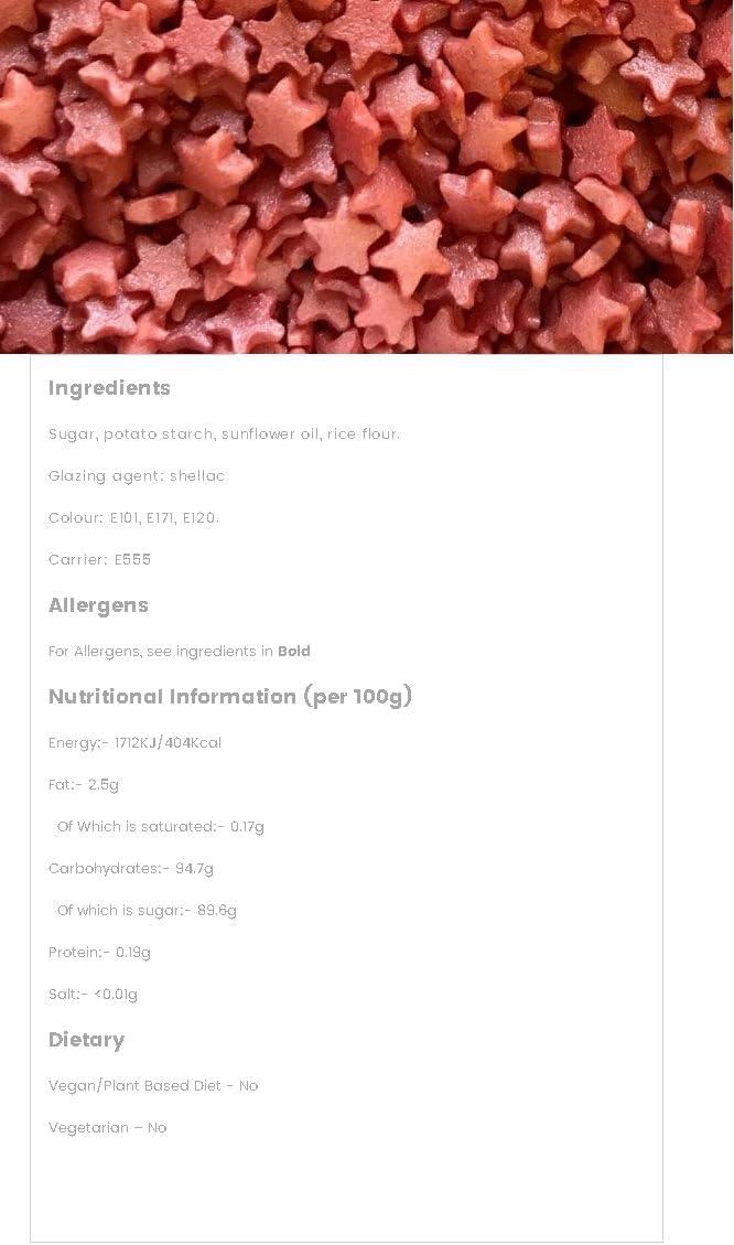 RED STARS Sprinkles glimmer mini stars edible sugar cake decorations ...