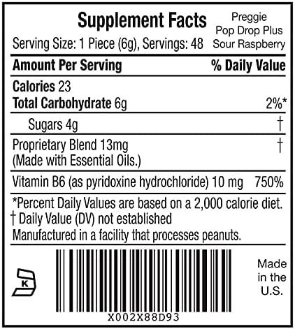 Preggie Pop Drops Morning Sickness Candy - Sour Raspberry Flavor | 48 ...