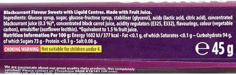 Halls Soothers Blackcurrant 45g Bars (Pack of 5) Multipack - Sore ...