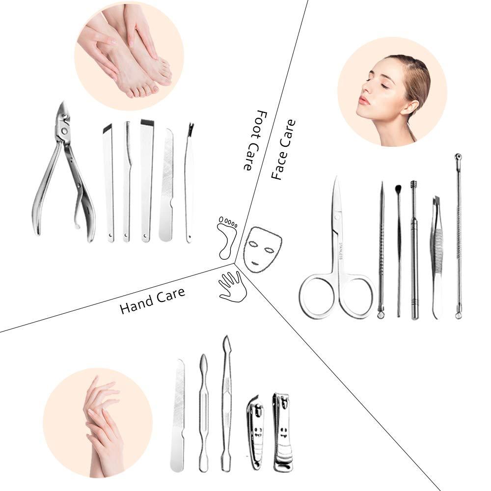 UOWGA 17 Piece Manicure Pedicure Set - Stainless Steel Nail Grooming ...