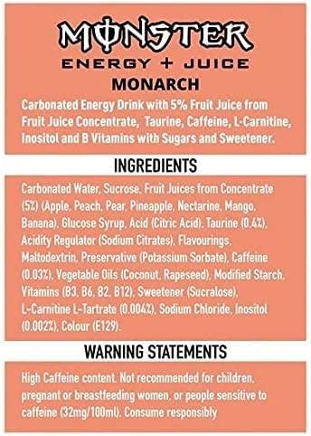 monster label caffeine