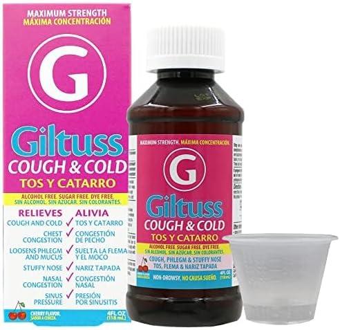 Giltuss Cough and Cold Syrup Maximum Strength Cherry Flavor - 4 Fl Oz ...