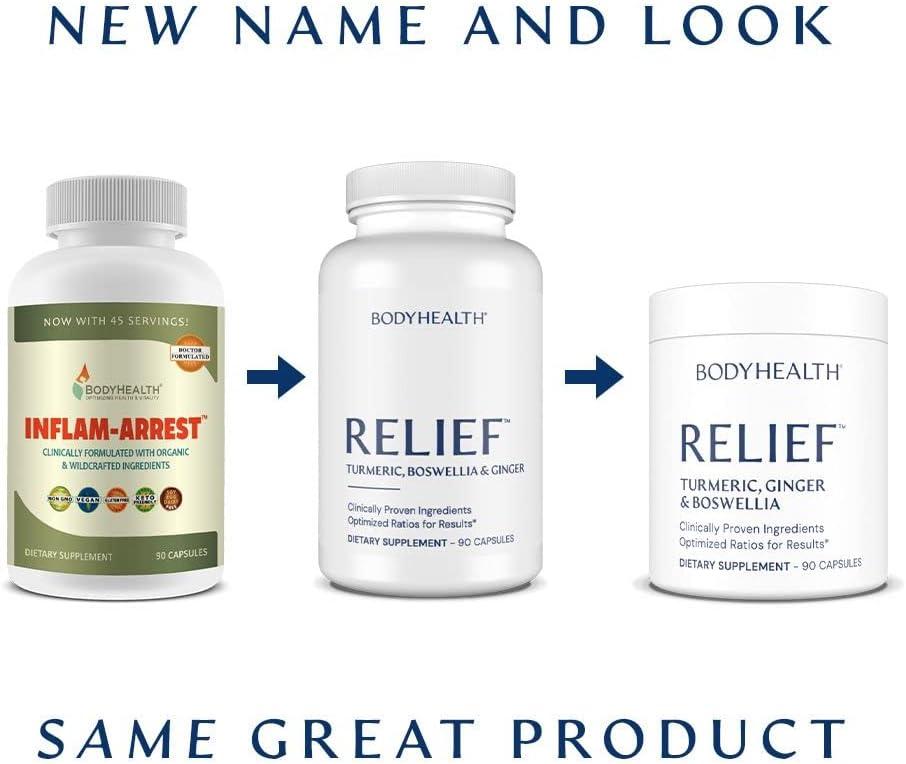 BodyHealth Inflam Relief Joint Supplement with Turmeric, Boswellia ...