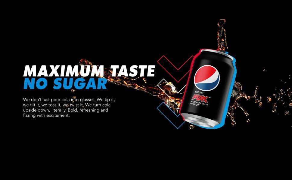 Pepsi Max No Sugar Cola Cans 24 x 330ml | Sugar-Free Carbonated Soft ...