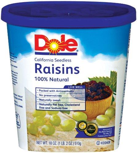 Dole Raisin Seedless 18oz Canister - Premium Quality Raisins for ...