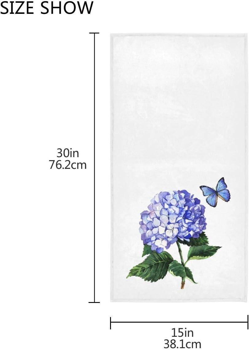 Blue Hydrangea Butterfly Hand Towels 16x30 in Spring Summer Watercolor ...