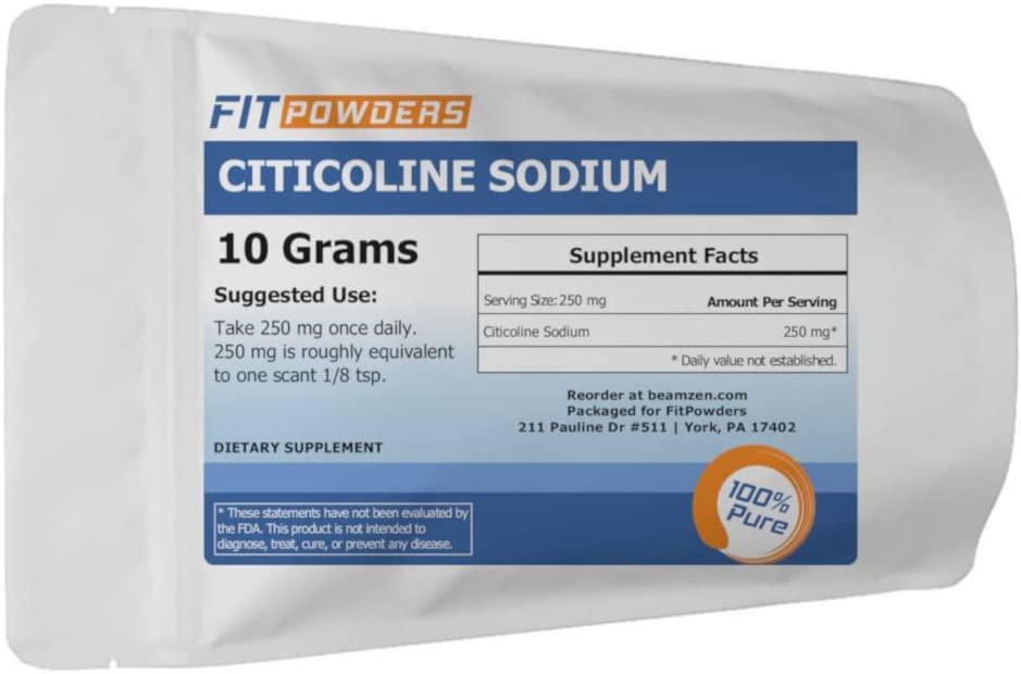 Citicoline CDP Choline Powder 10g by FitPowders - 100% Pure Cognitive ...