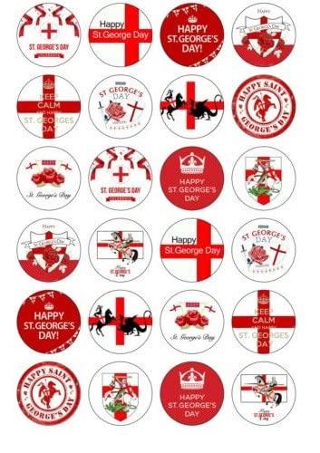 Vision4ever 24Pcs St Georges Day England English Edible Wafer Paper ...